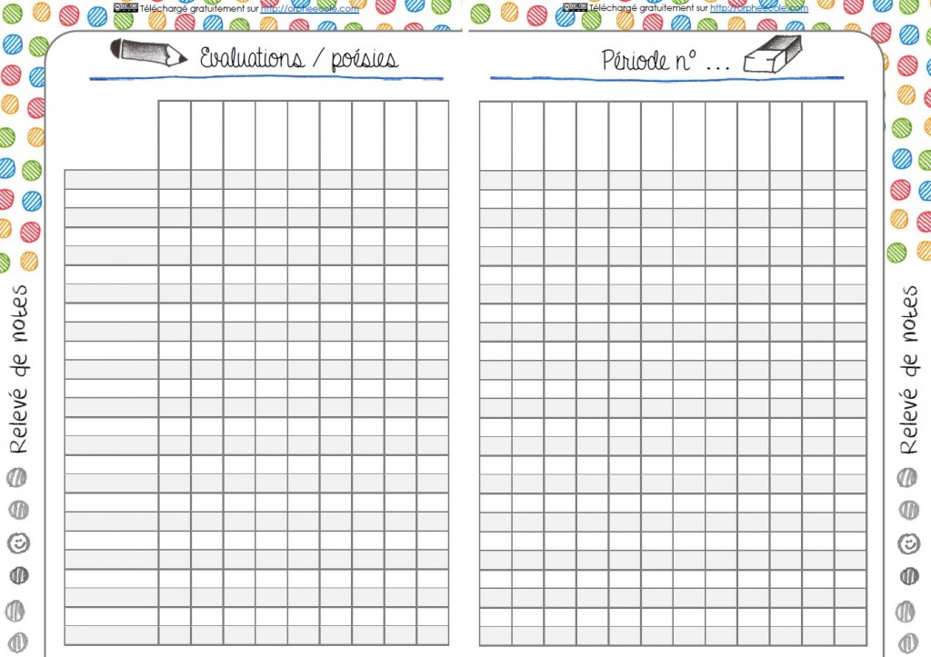 Cahier de planification (cahier journal, relevé de notes, calendrier ...