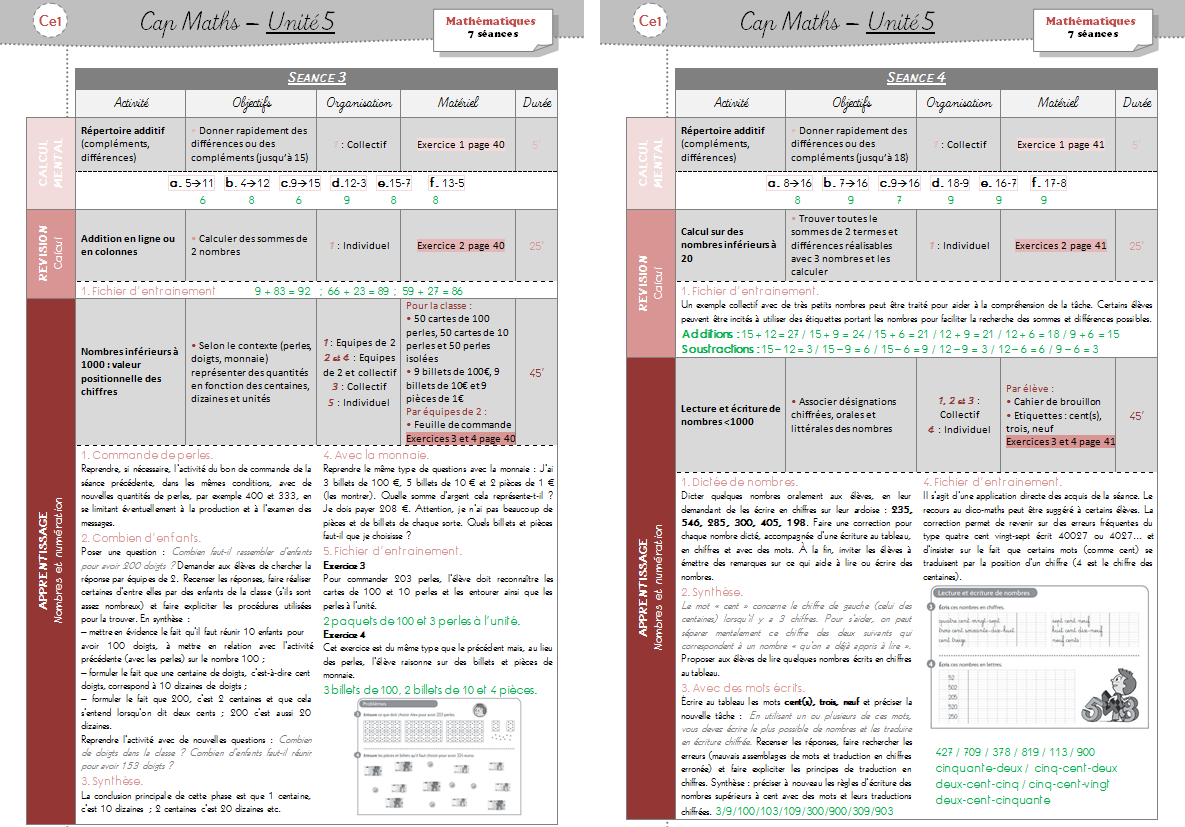 Cap Maths Organisation Des S ances Exercices Et Le ons Orph ecole
